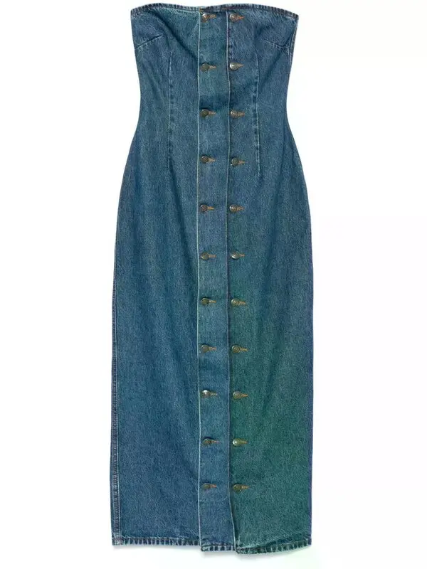 ROTATE BY BIRGER CHRISTENSEN Button-detailed Denim Dress - Blue