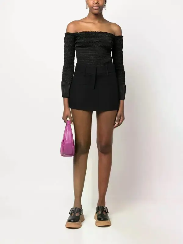 BLANCA VITA Concealed Front-fastening Mini Skirt - Black