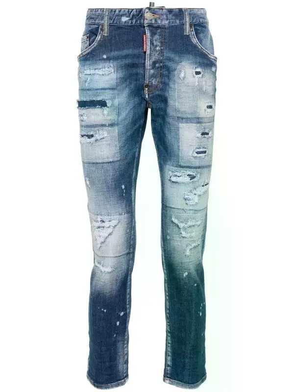 Dsquared2 Distressed Slim-leg Jeans - Blue