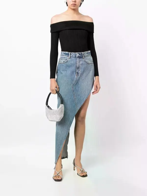 SELF-PORTRAIT Ribbed Off-shoulder Blouse