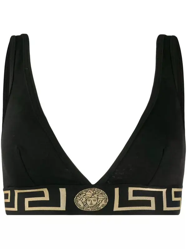 Versace Greca Border Triangle Bralette - Black