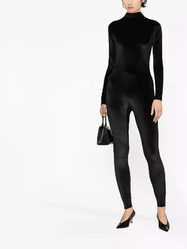ATU BODY COUTURE Velvet Effect Long-sleeve Jumpsuit