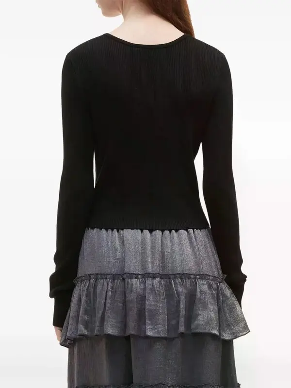B+AB Ribbed Knit Top With Bow Detail