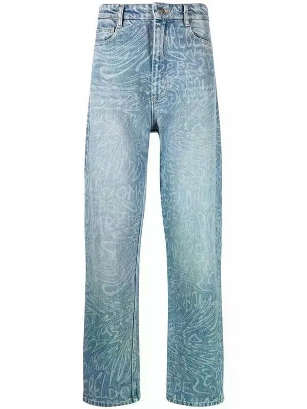 DOMREBEL Straight-leg Graphic-print Jeans