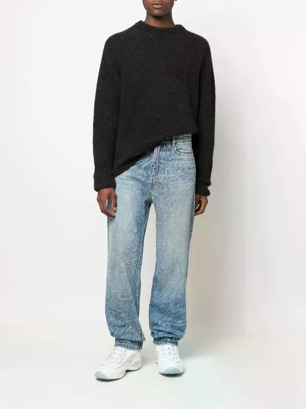 DOMREBEL Straight-leg Graphic-print Jeans