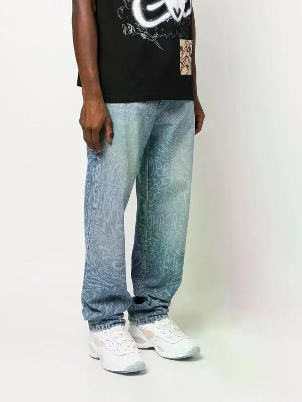 DOMREBEL Straight-leg Graphic-print Jeans