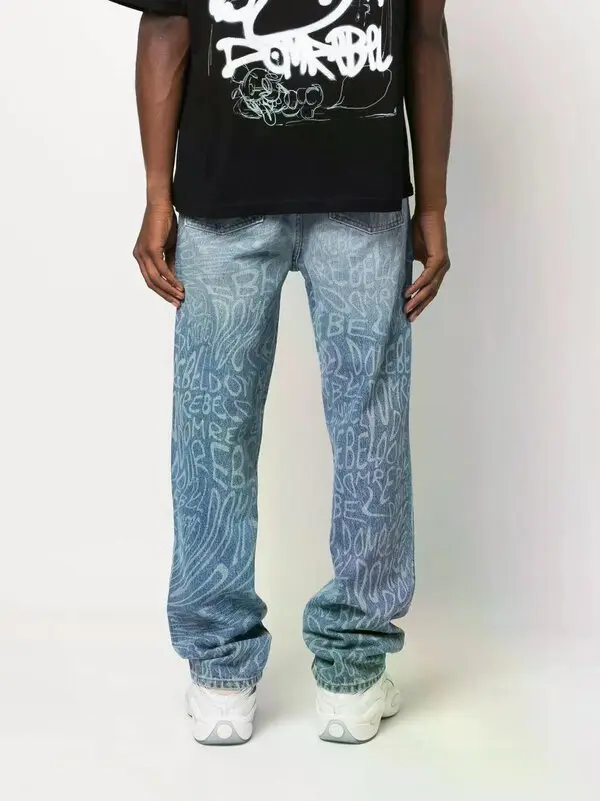 DOMREBEL Straight-leg Graphic-print Jeans