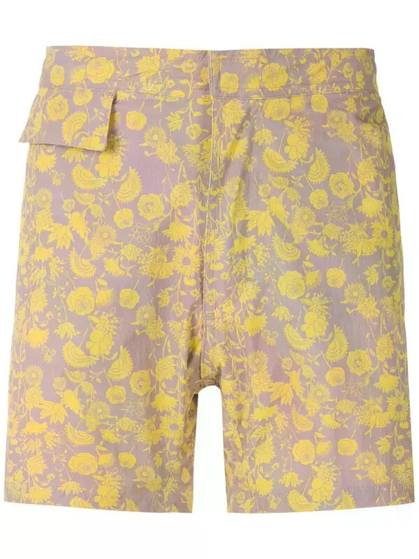 AMIR SLAMA Floral Tactel Swim Shorts - Yellow