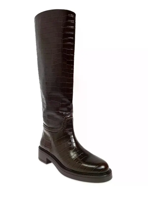 STUART WEITZMAN Crocodile-embossed Leather Boots