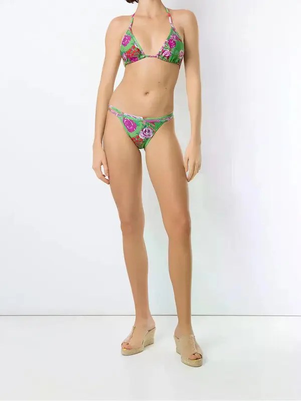 AMIR SLAMA Floral-print Bikini Set - Green