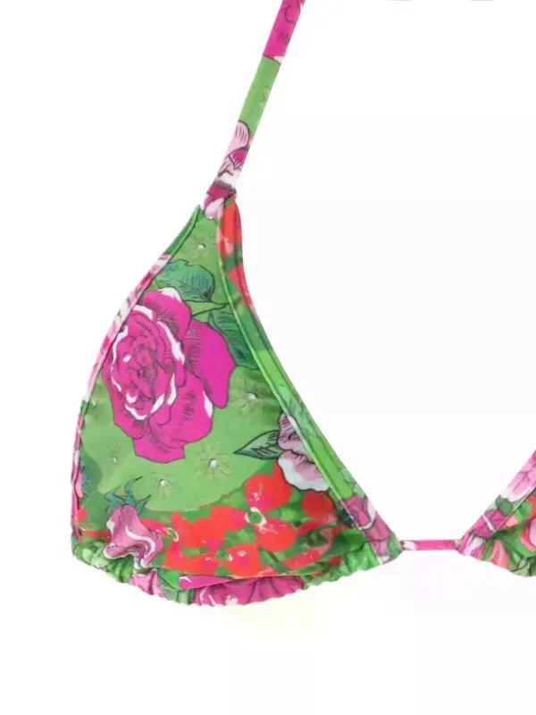 AMIR SLAMA Floral-print Bikini Set - Green