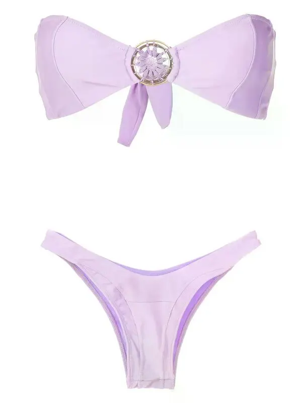 AMIR SLAMA Crochet-knit Bandeau Bikini - Purple
