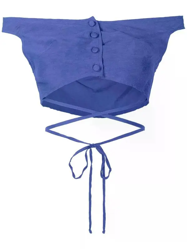 AMIR SLAMA Off-shoulder Cropped Blouse - Blue
