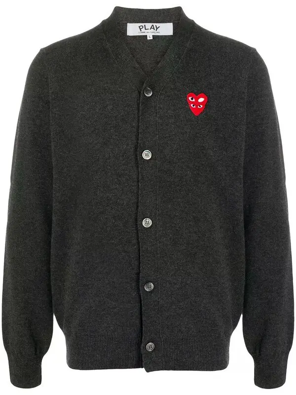 Play Comme Des Garcon Logo Button-down Cardigan
