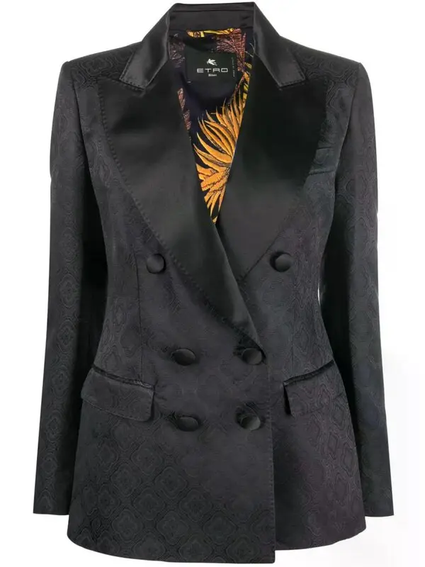 Etro Patterned Jacquard Satin Blazer