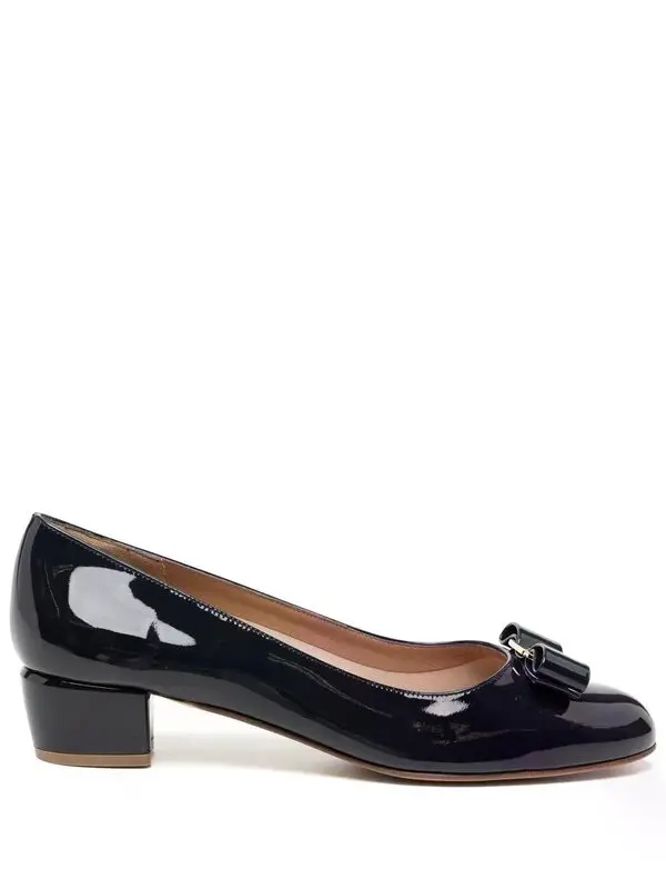 FERRAGAMO Vara Patent Leather Heeled Pumps - Blue