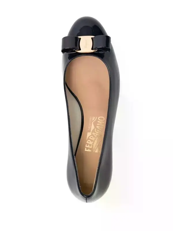 FERRAGAMO Vara Patent Leather Heeled Pumps - Blue