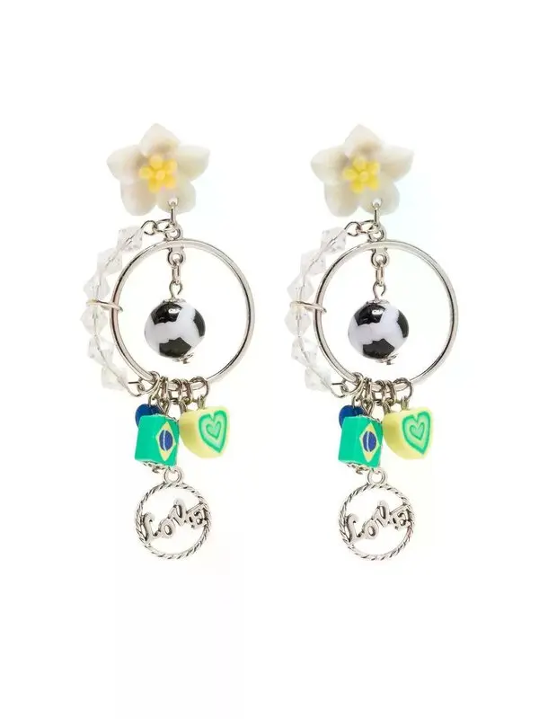 AMIR SLAMA Football-embellished Drop Earrings - Green