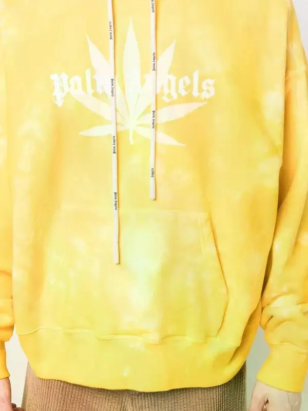 Palm Angels Leaf Tie-dye Logo-print Hoodie