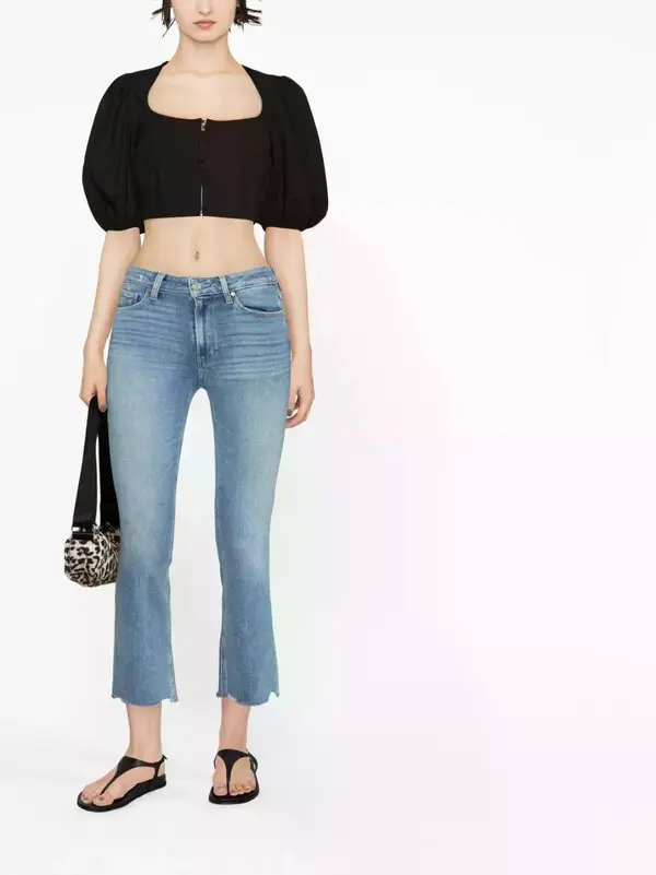 GANNI Cropped Puff-sleeve Blouse