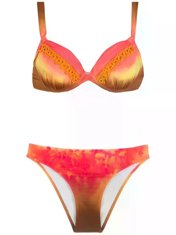 AMIR SLAMA Embroidery Tie Dye Bikini Set - Multicolour