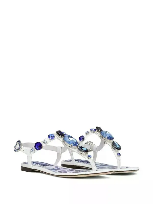 Dolce & Gabbana Bejewelled Patent Leather Thong Sandals