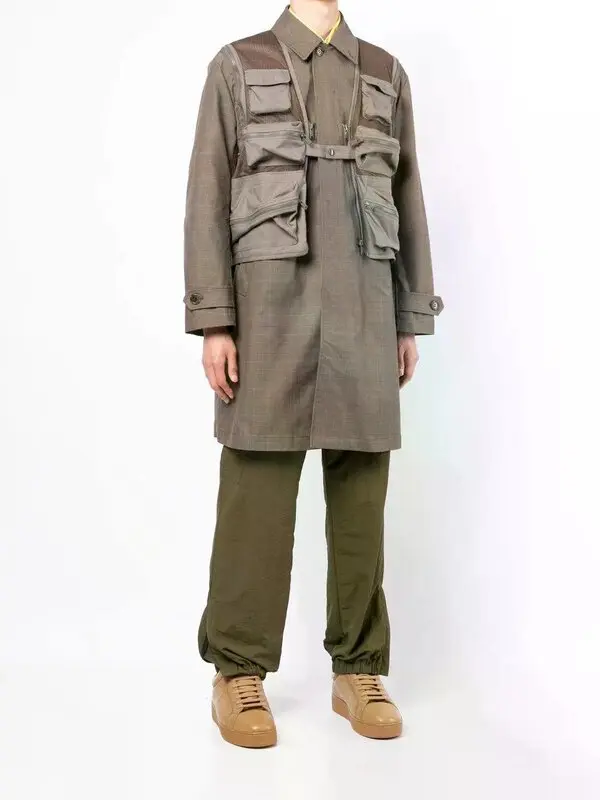 Undercover Check-pattern Patch-pocket Coat