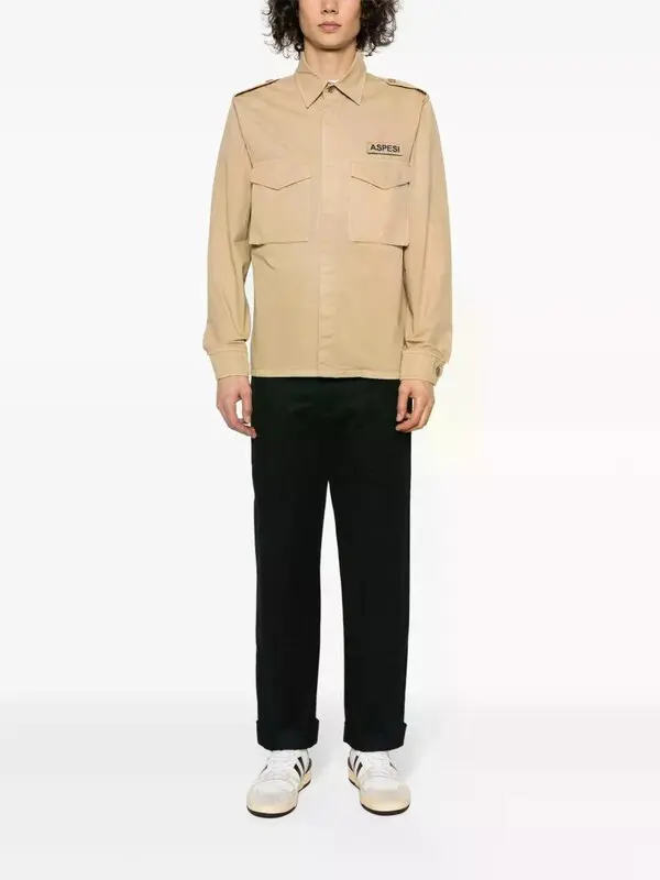 Aspesi Logo-patch Shirt - Neutrals