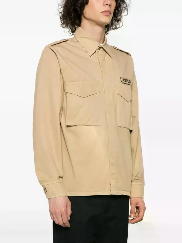 Aspesi Logo-patch Shirt - Neutrals