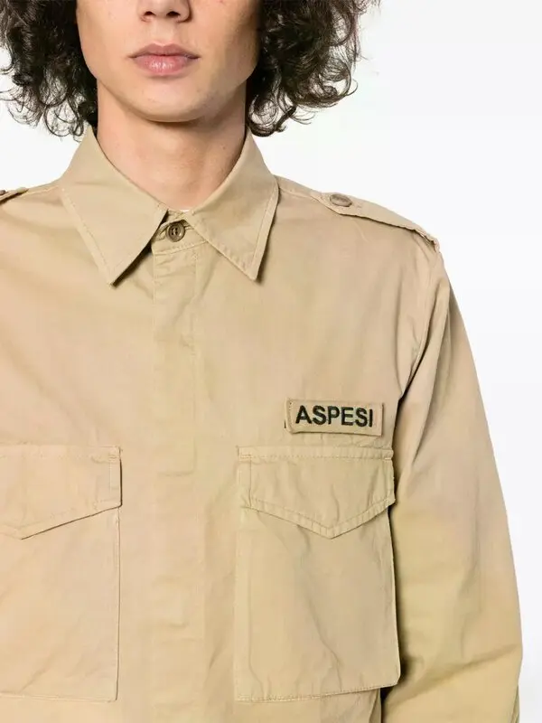 Aspesi Logo-patch Shirt - Neutrals