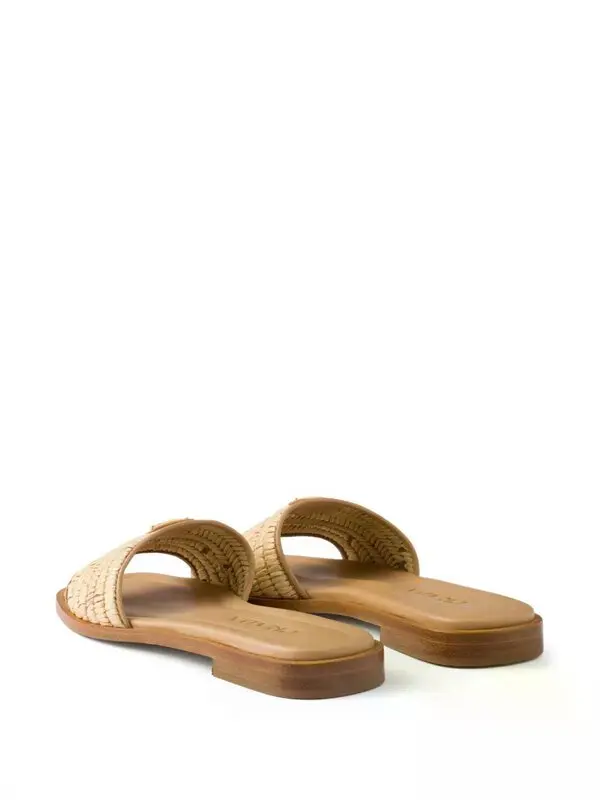 Prada Crochet Detail Leather Sandals