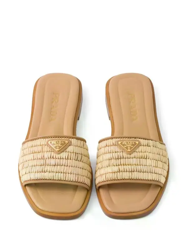 Prada Crochet Detail Leather Sandals