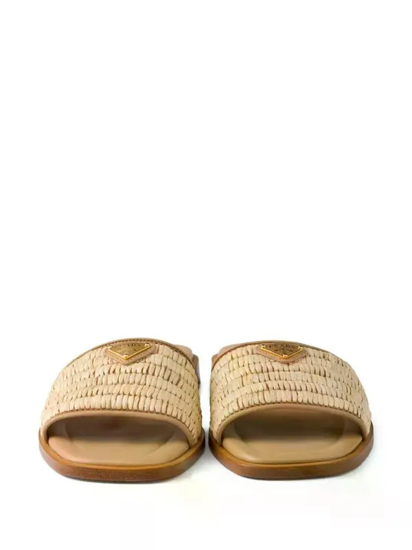 Prada Crochet Detail Leather Sandals