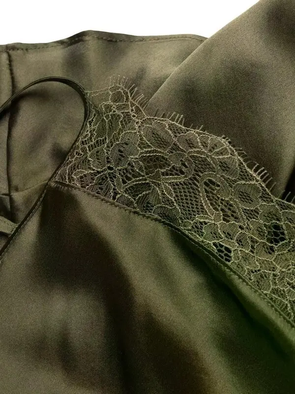 MAISON CLOSE Silk Lace-trim Bodysuit - Green