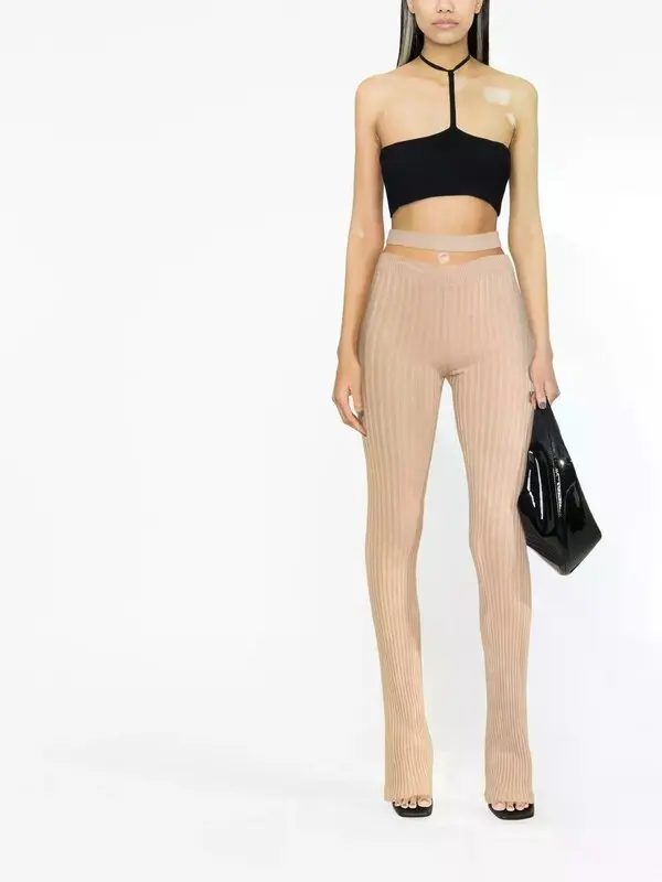 ANDREĀDAMO Lace-up Halterneck Crop Top