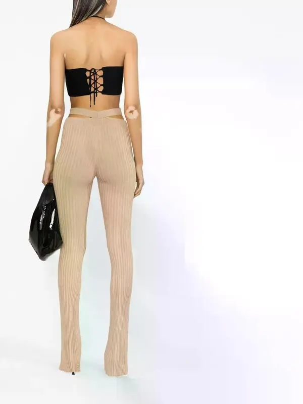 ANDREĀDAMO Lace-up Halterneck Crop Top