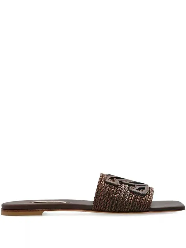 Casadei Portofino Raffia Slides