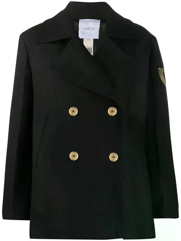 PATOU Logo-embroidered Wool Pea Coat