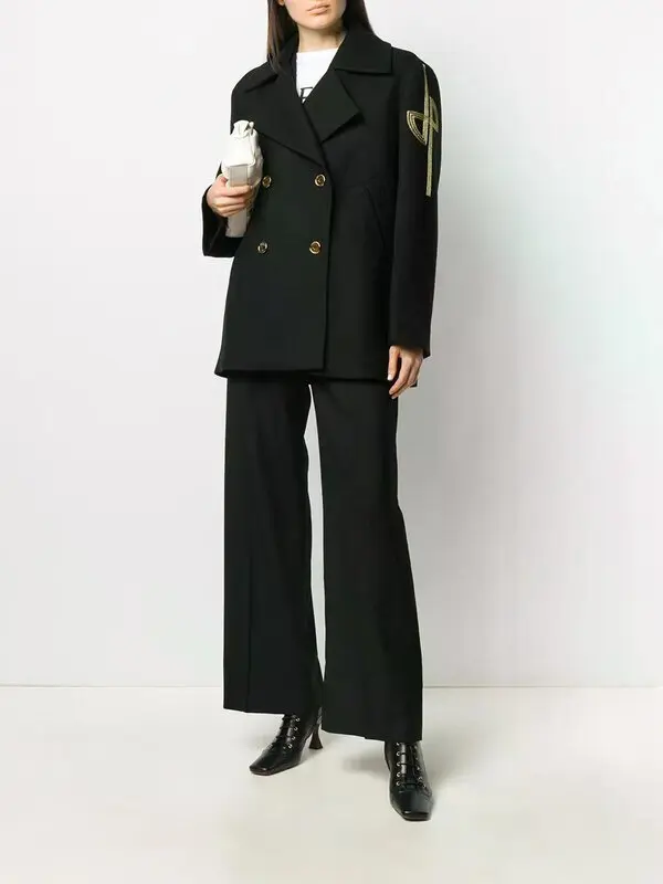 PATOU Logo-embroidered Wool Pea Coat