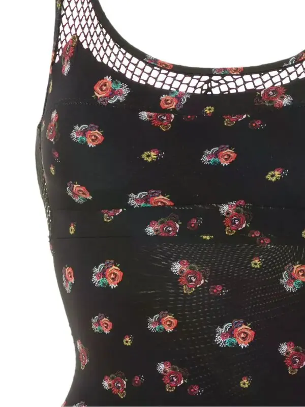 AMIR SLAMA Floral Mesh Panel Swimsuit