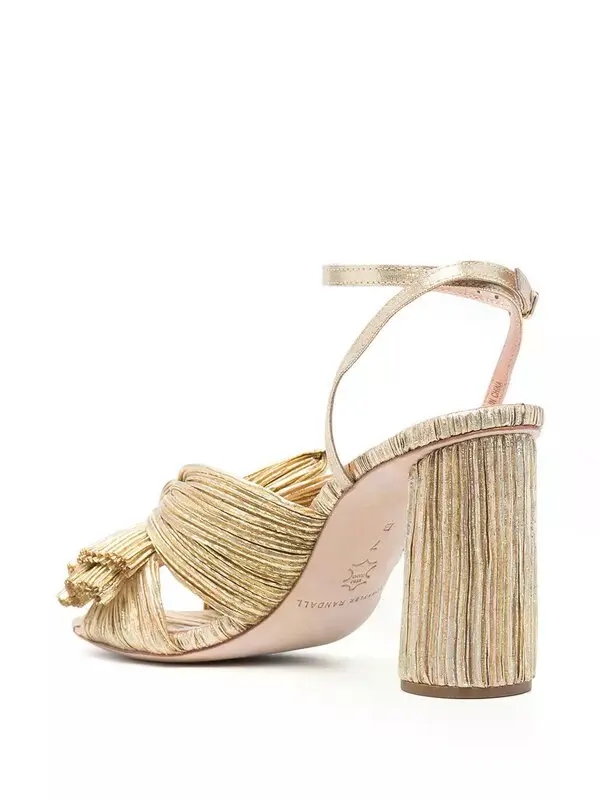 LOEFFLER RANDALL Camellia Pleated Leather Sandals - Gold