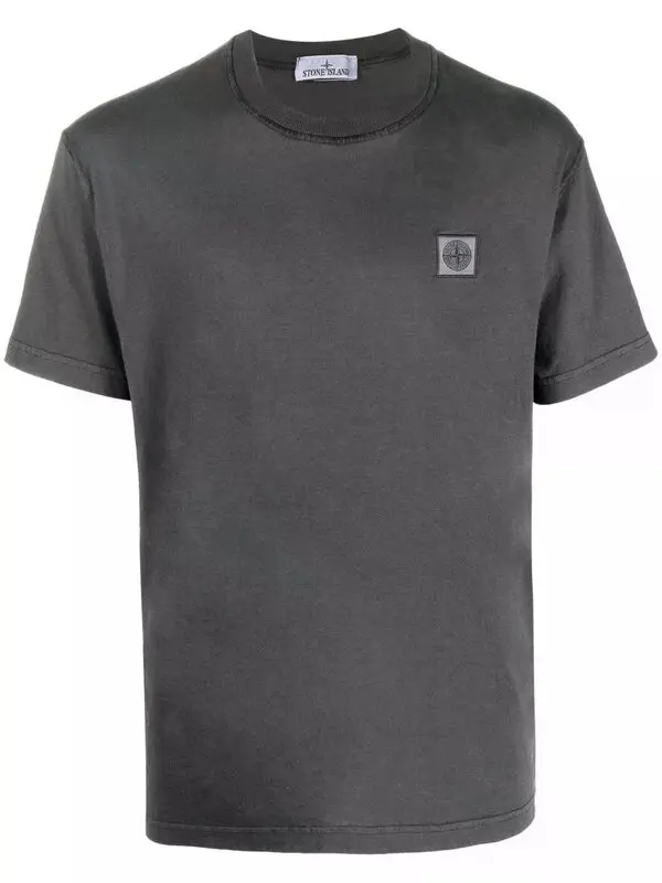 Stone Island Compass-patch Cotton T-shirt - Grey