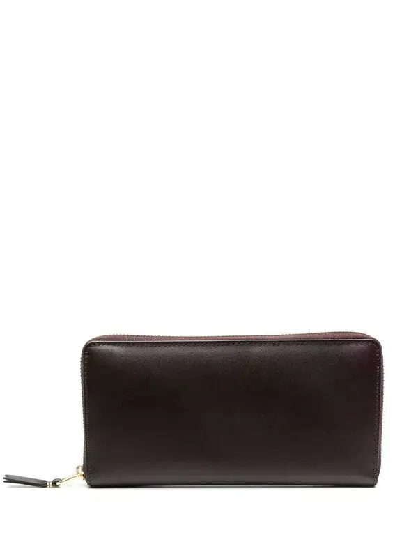 Comme Des Garçons Zip-up Calf Leather Cardholder - Brown