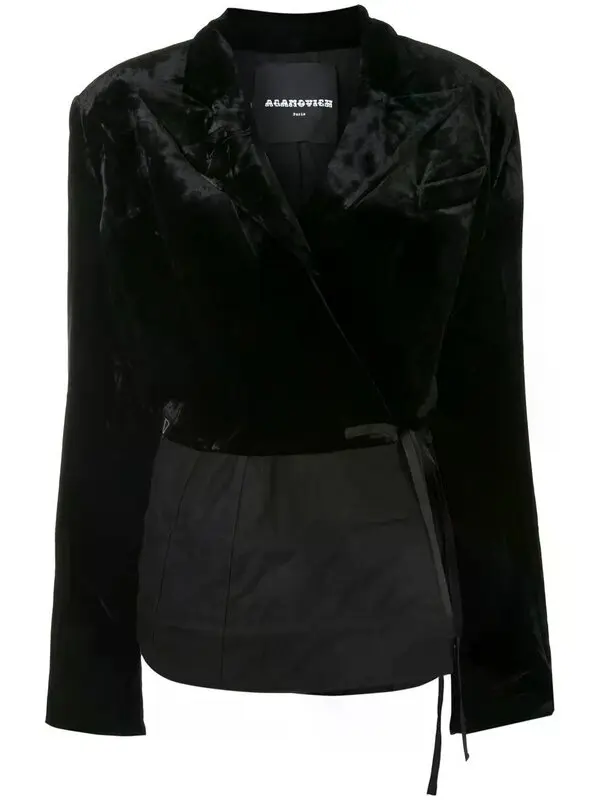 AGANOVICH Velvet Panel Wrap-around Blazer