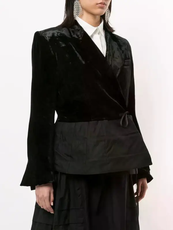 AGANOVICH Velvet Panel Wrap-around Blazer
