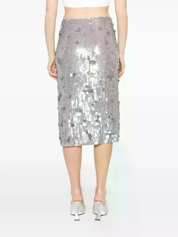 P.a.r.o.s.h Glow Sequin Embellished Midi Skirt