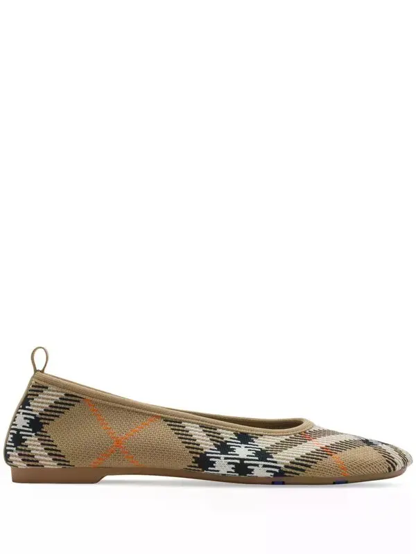 Burberry Check Knit Ballerina Shoes - Neutrals