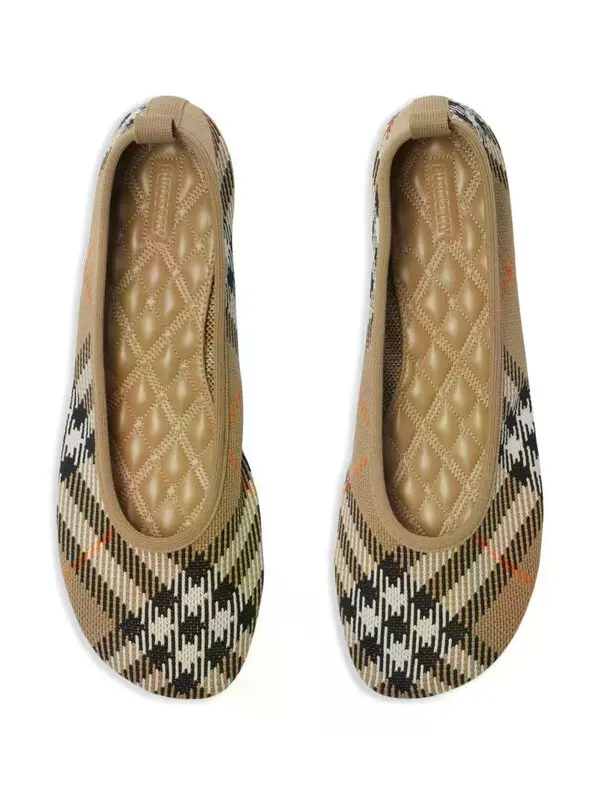 Burberry Check Knit Baby Ballerinas - Neutrals