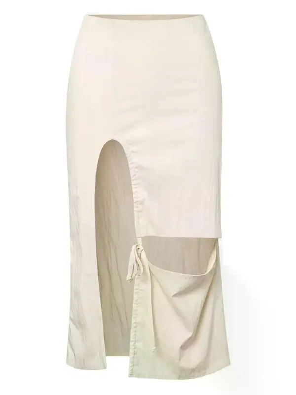 ELENA VELEZ Double Slit Midi Skirt - Neutrals