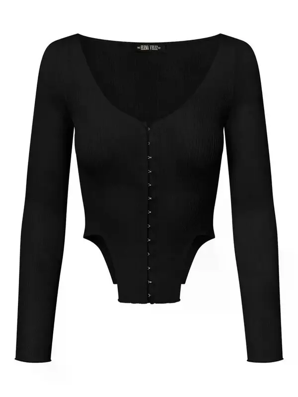 ELENA VELEZ Linen Knit Top - Black